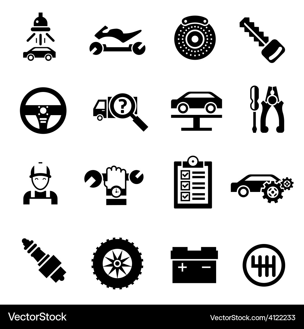 Car repair icons black Royalty Free Vector Image