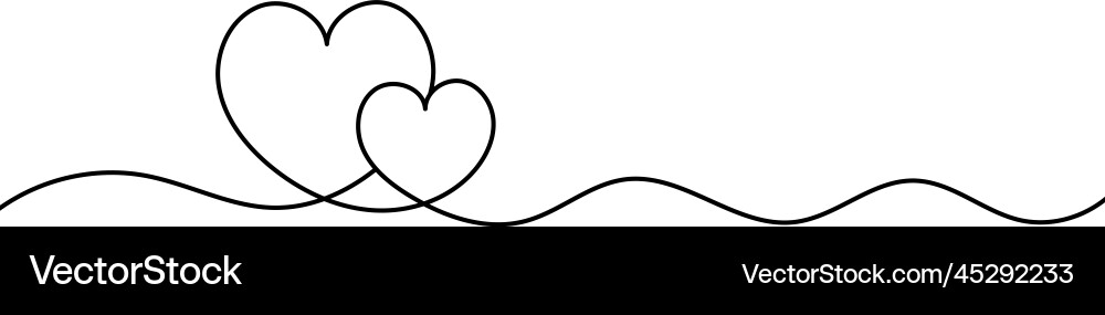 Line art with cute hearts Royalty Free Vector Image