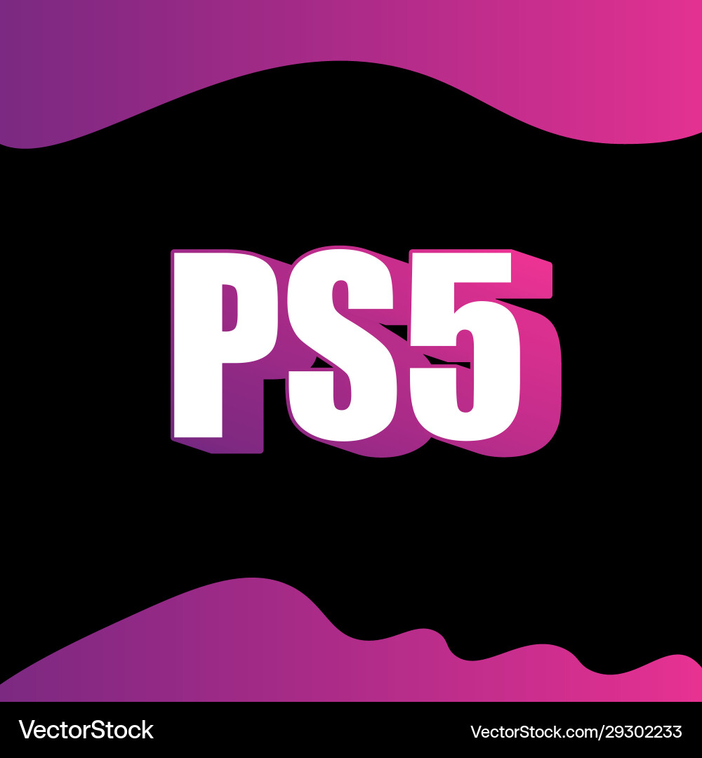 Ps5 word violet on black background font style Vector Image