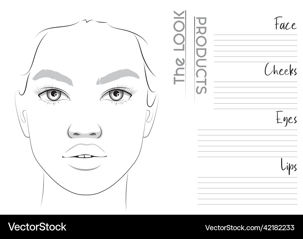 Realistic makeup artist face chart blank template Vector Image