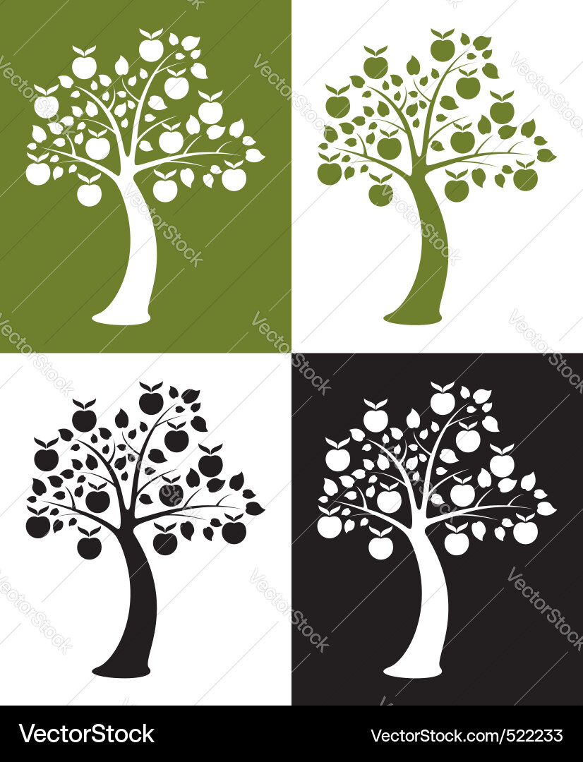 Set of apple trees Royalty Free Vector Image - VectorStock