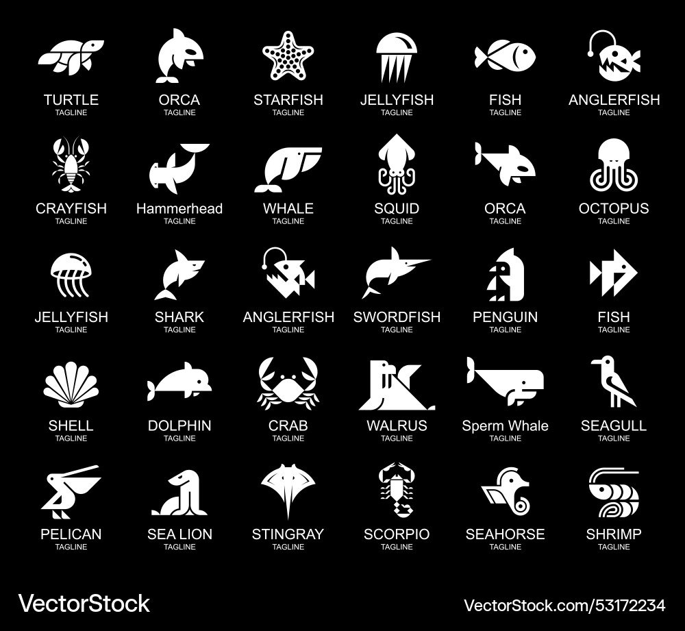 Animals logos collection Royalty Free Vector Image