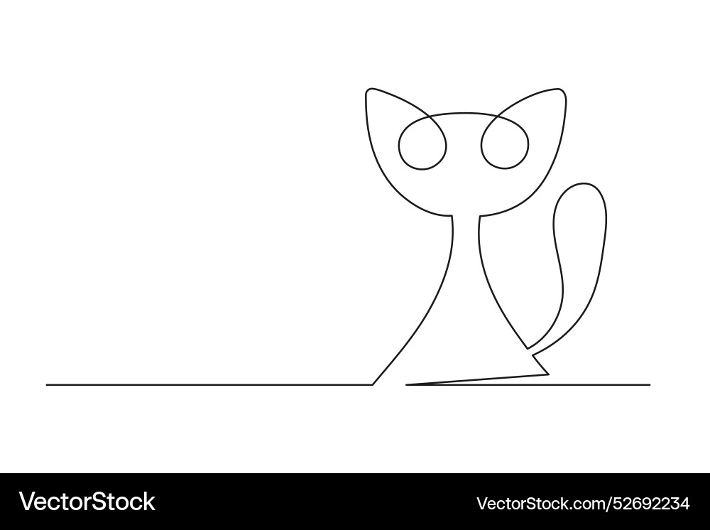 Continuous one line drawing of cat Royalty Free Vector Image