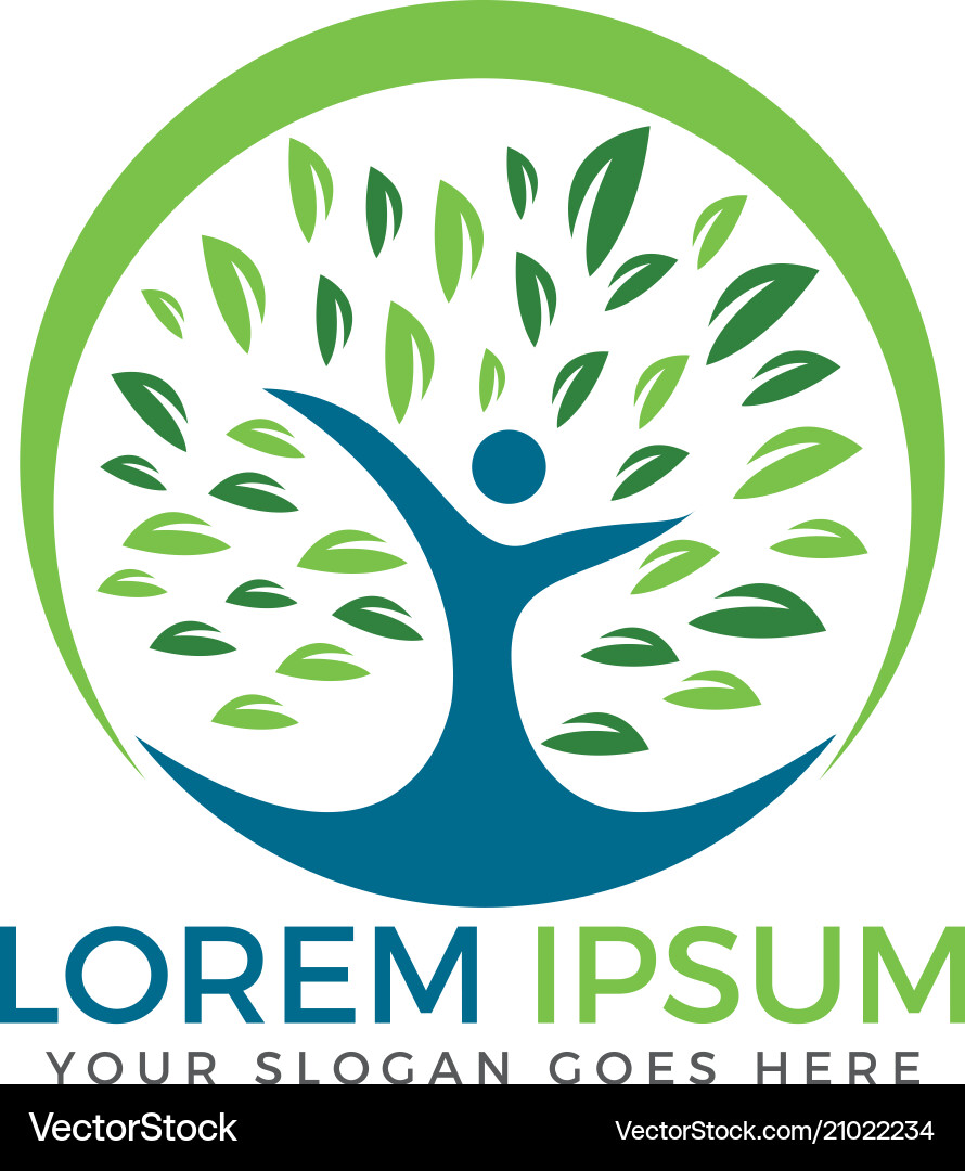 Human tree logo design Royalty Free Vector Image