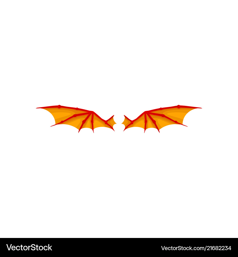 Pair of bright orange dragon wings accessory Vector Image