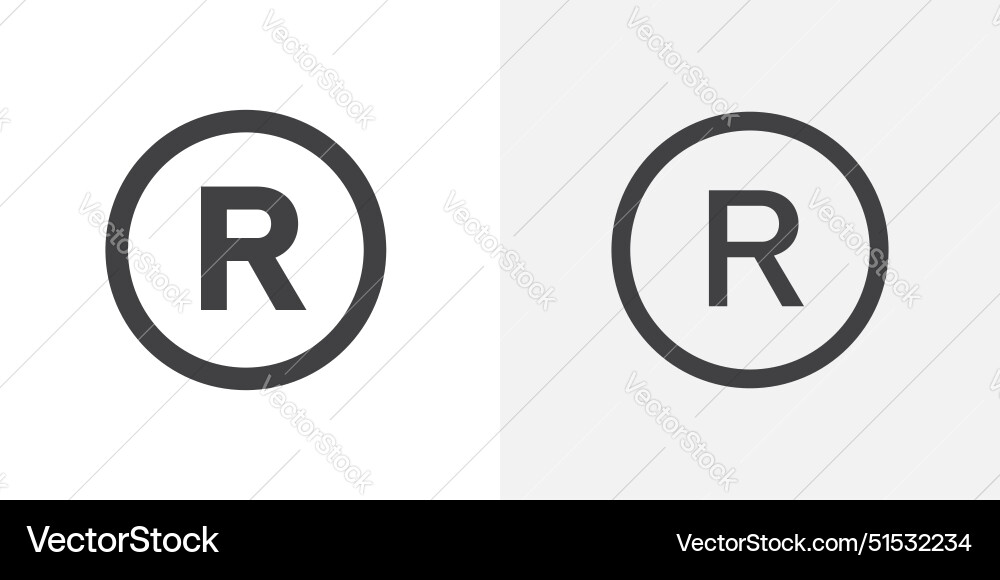 Registered icon set r register symbol copy right Vector Image
