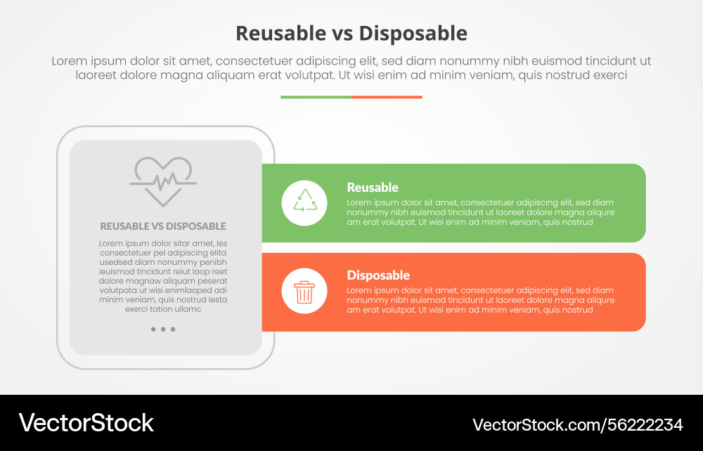 Reusable vs disposable comparison opposite Vector Image