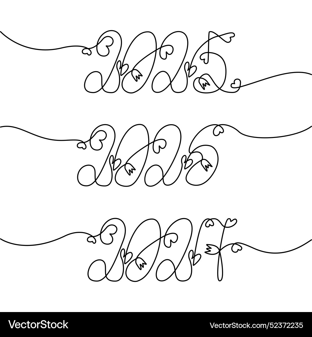 2025 2026 2027 hand lettering concept Royalty Free Vector