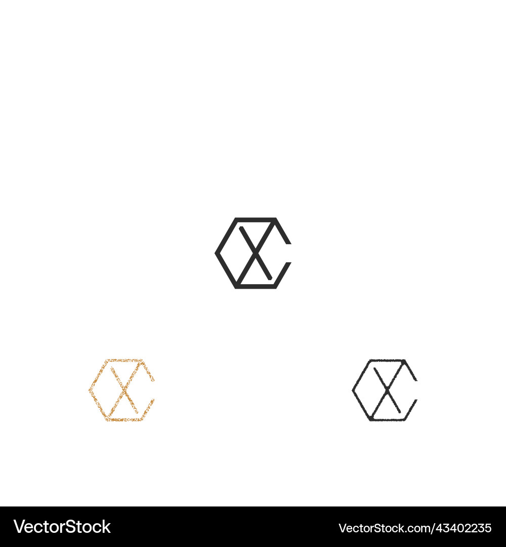 Alphabet initials logo cx xc c and x Royalty Free Vector