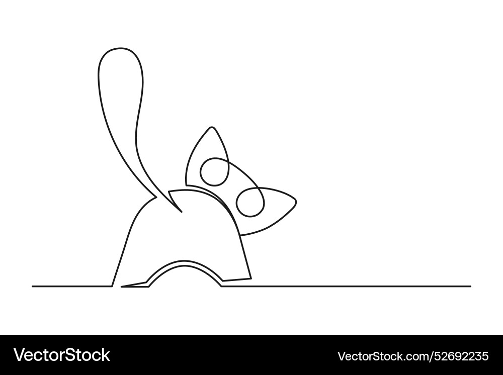 Continuous one line drawing of cat Royalty Free Vector Image