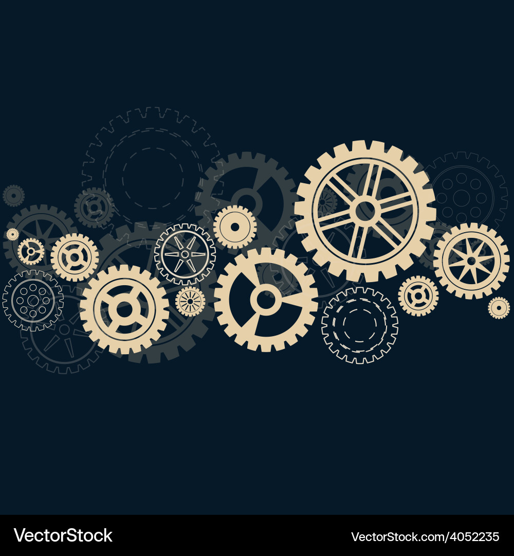 Gears background with shadow Royalty Free Vector Image
