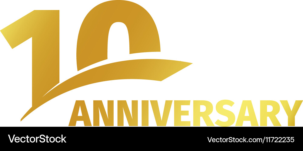 Golden 10th Anniversary Logo Royalty Free Vector Image
