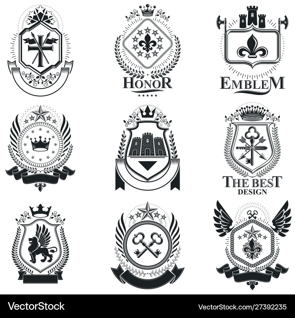 Heraldic coat arms vintage emblems classy high Vector Image