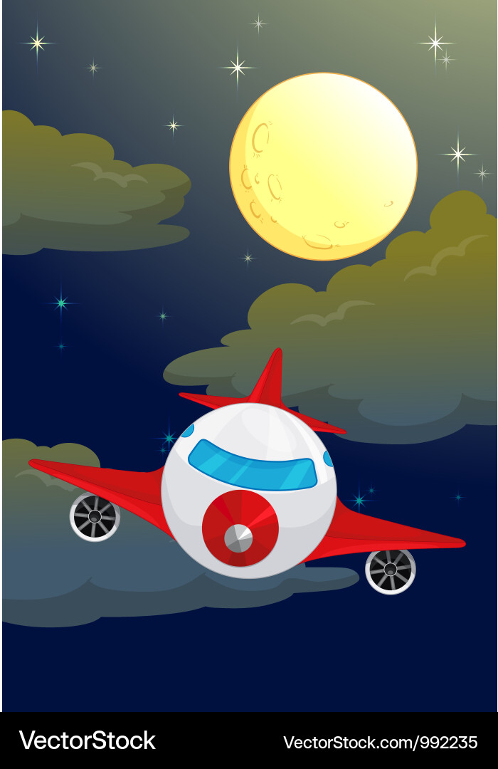 Plane night flying Royalty Free Vector Image - VectorStock