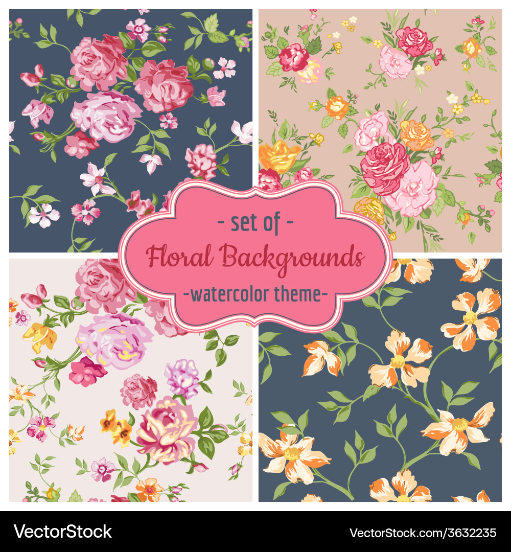 Set of seamless flower backgrounds Royalty Free Vector Image