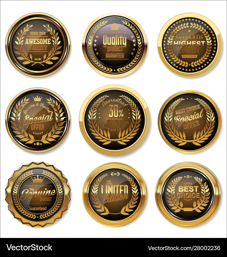 Brown and gold medal collection Royalty Free Vector Image