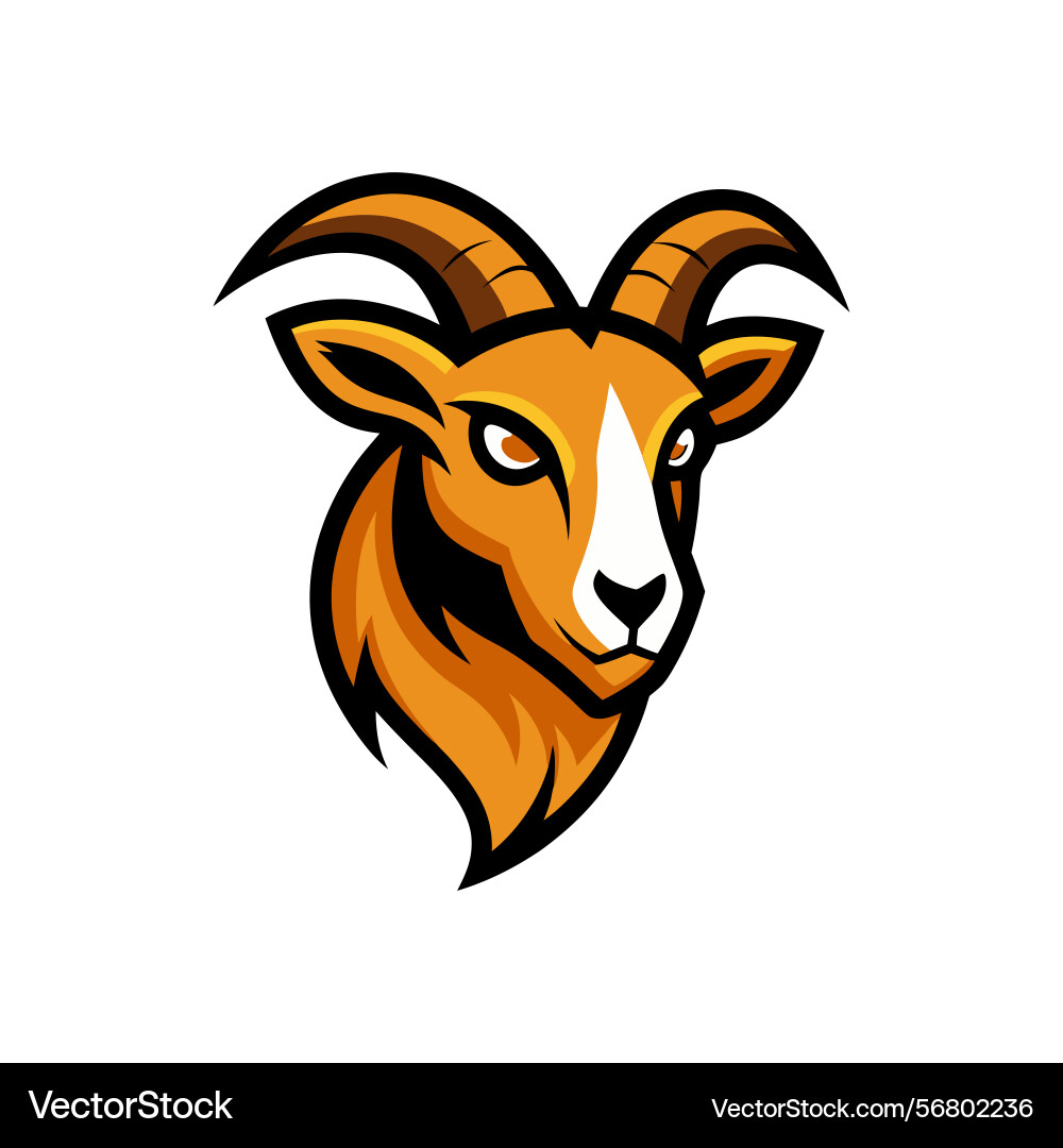 Ibex head mascot logo art Royalty Free Vector Image