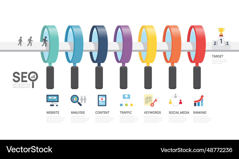 Infographic template seo optimization diagram Vector Image