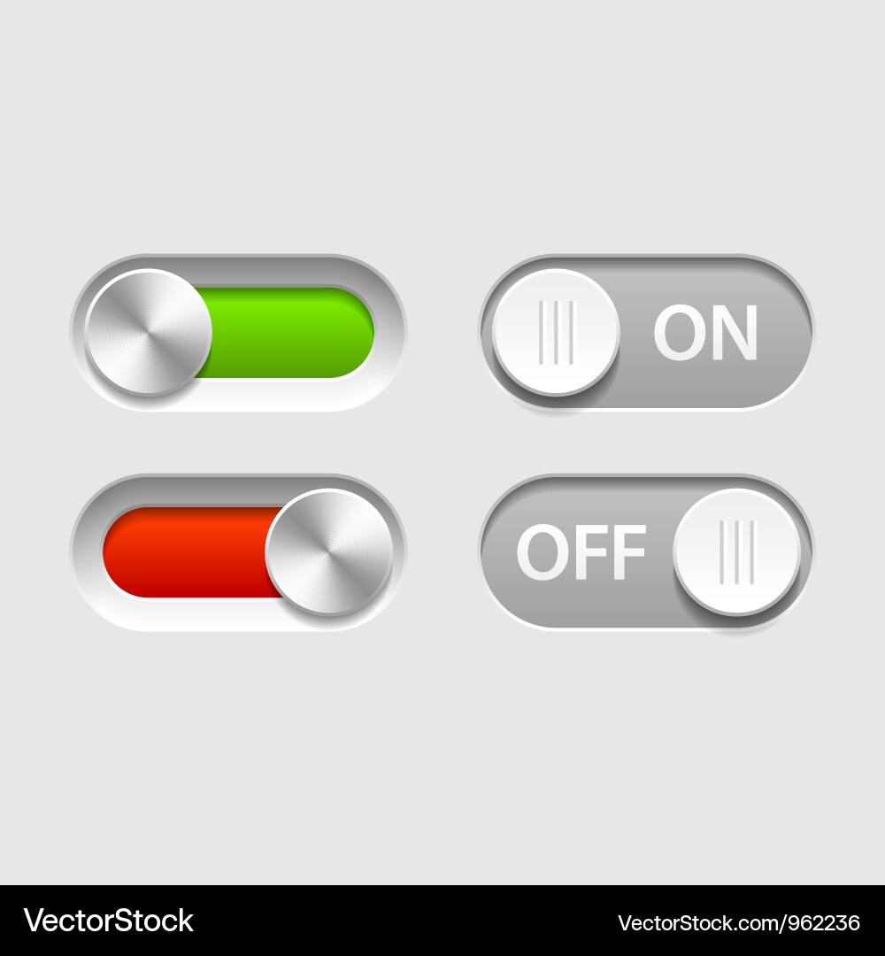 On and off sliders Royalty Free Vector Image - VectorStock