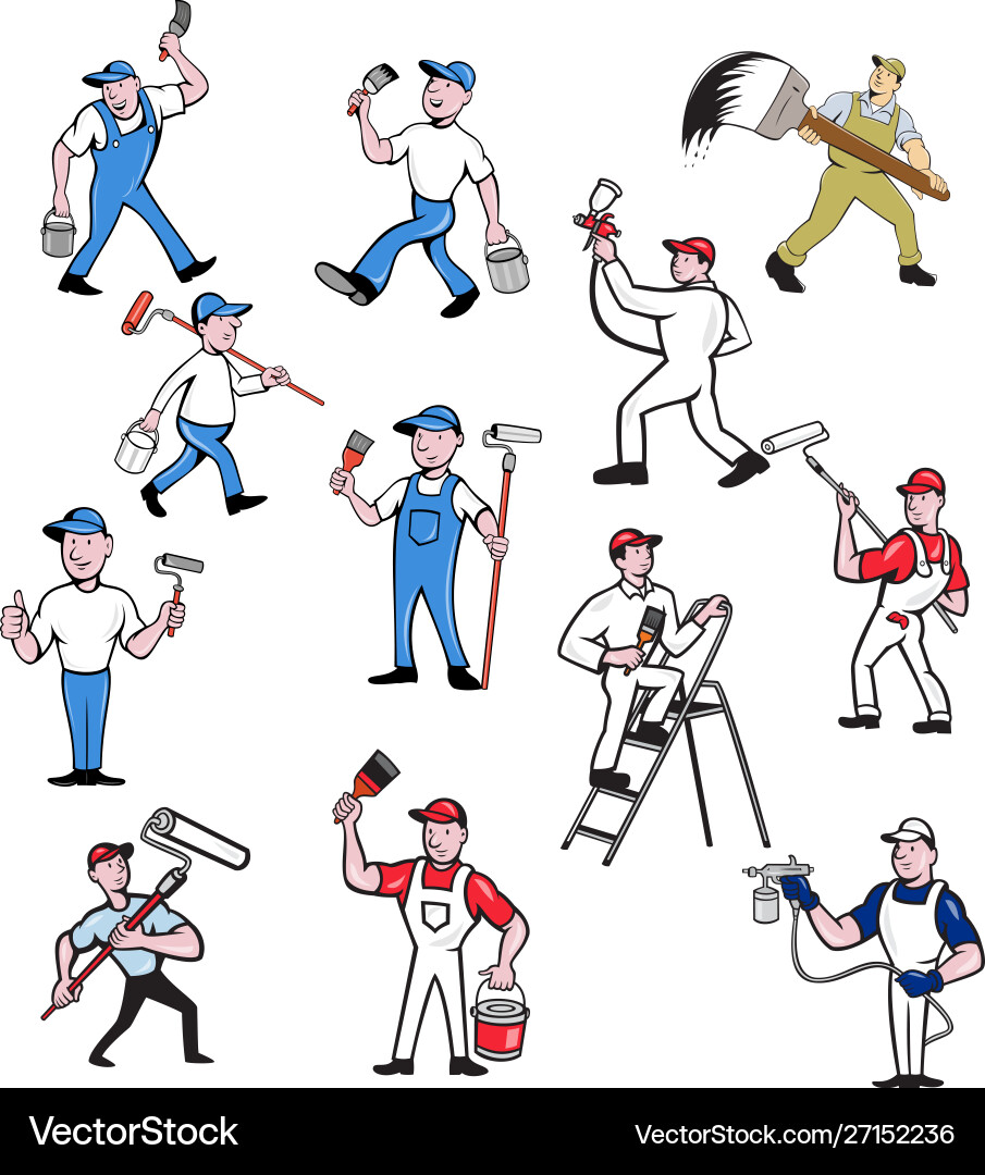 Painter cartoon set Royalty Free Vector Image - VectorStock