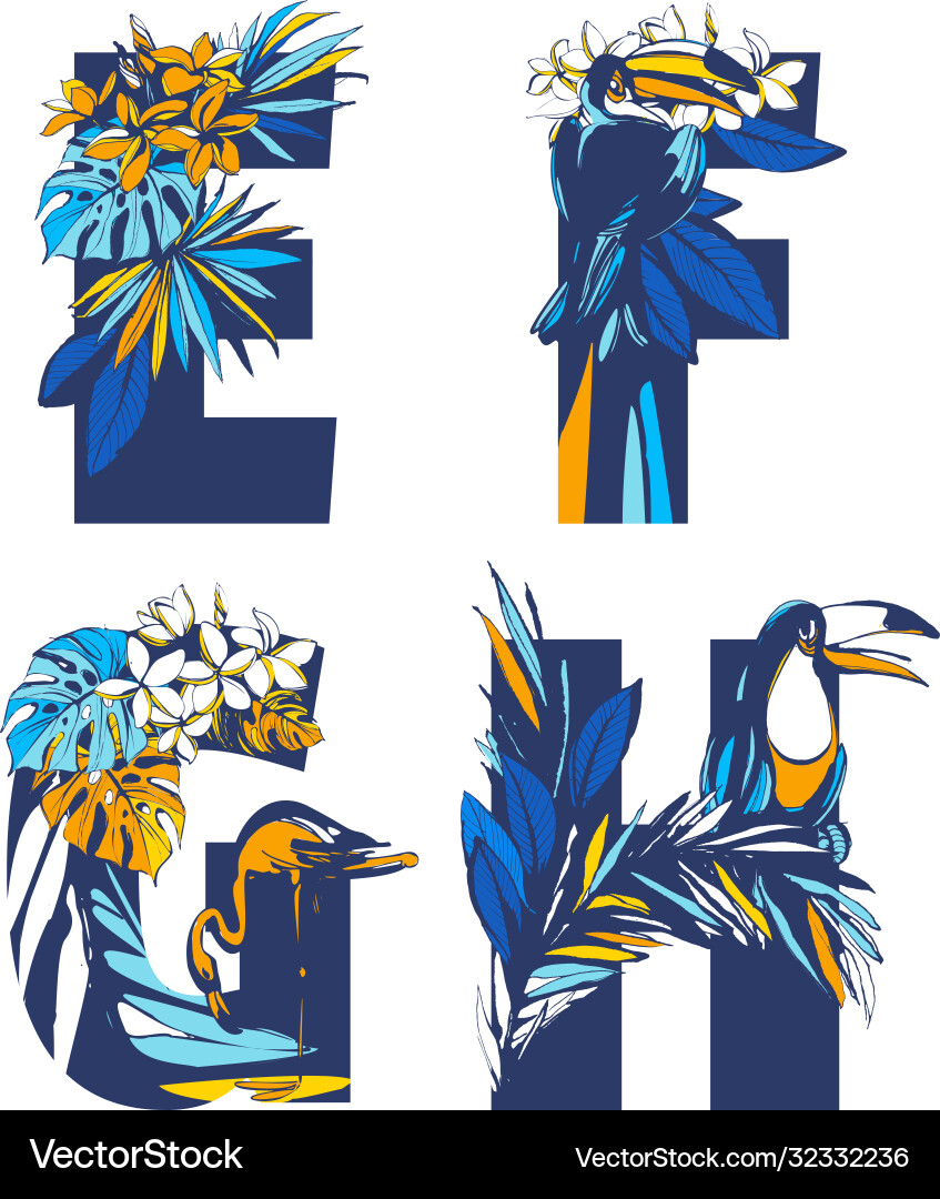 Tropical Letter Pattern Set Royalty Free Vector Image