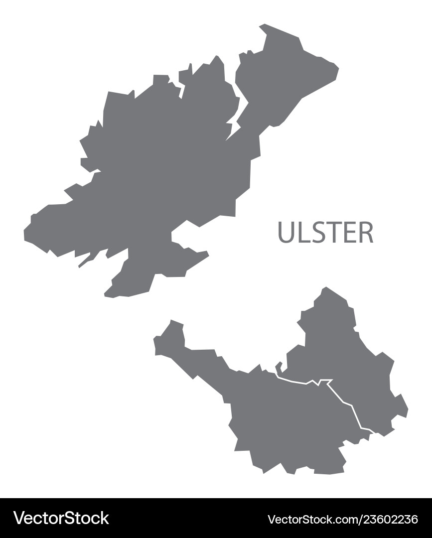 Ulster with counties ireland map grey Royalty Free Vector