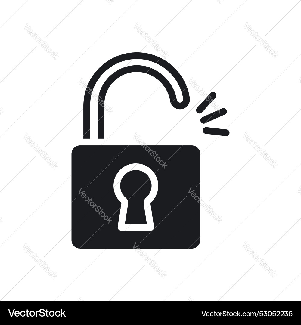 Unlock icon set padlock symbol in black Royalty Free Vector