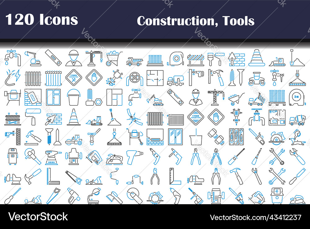120 icons of construction tools Royalty Free Vector Image