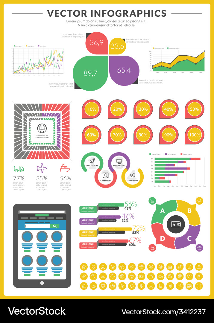Big pack of data visualization infographics Vector Image