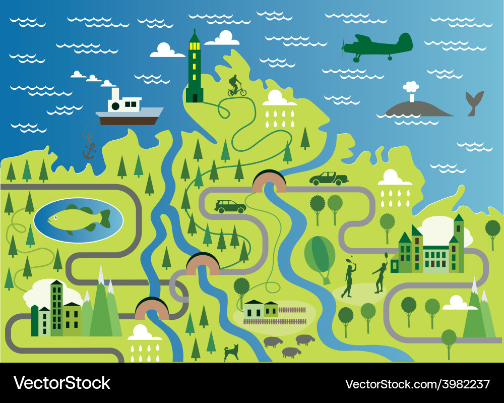 Karte von Cartoon Lizenzfreies Vektorbild - VectorStock