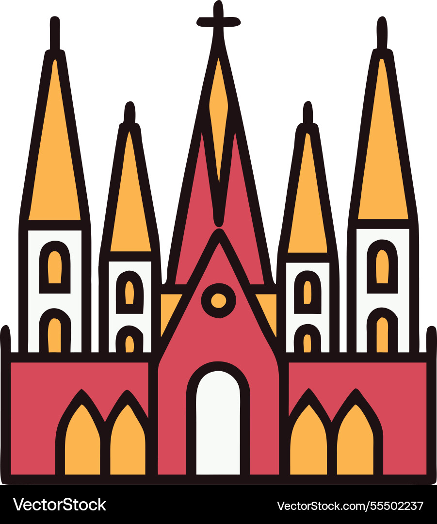 Germany gothic cathedral with pointed spires Vector Image