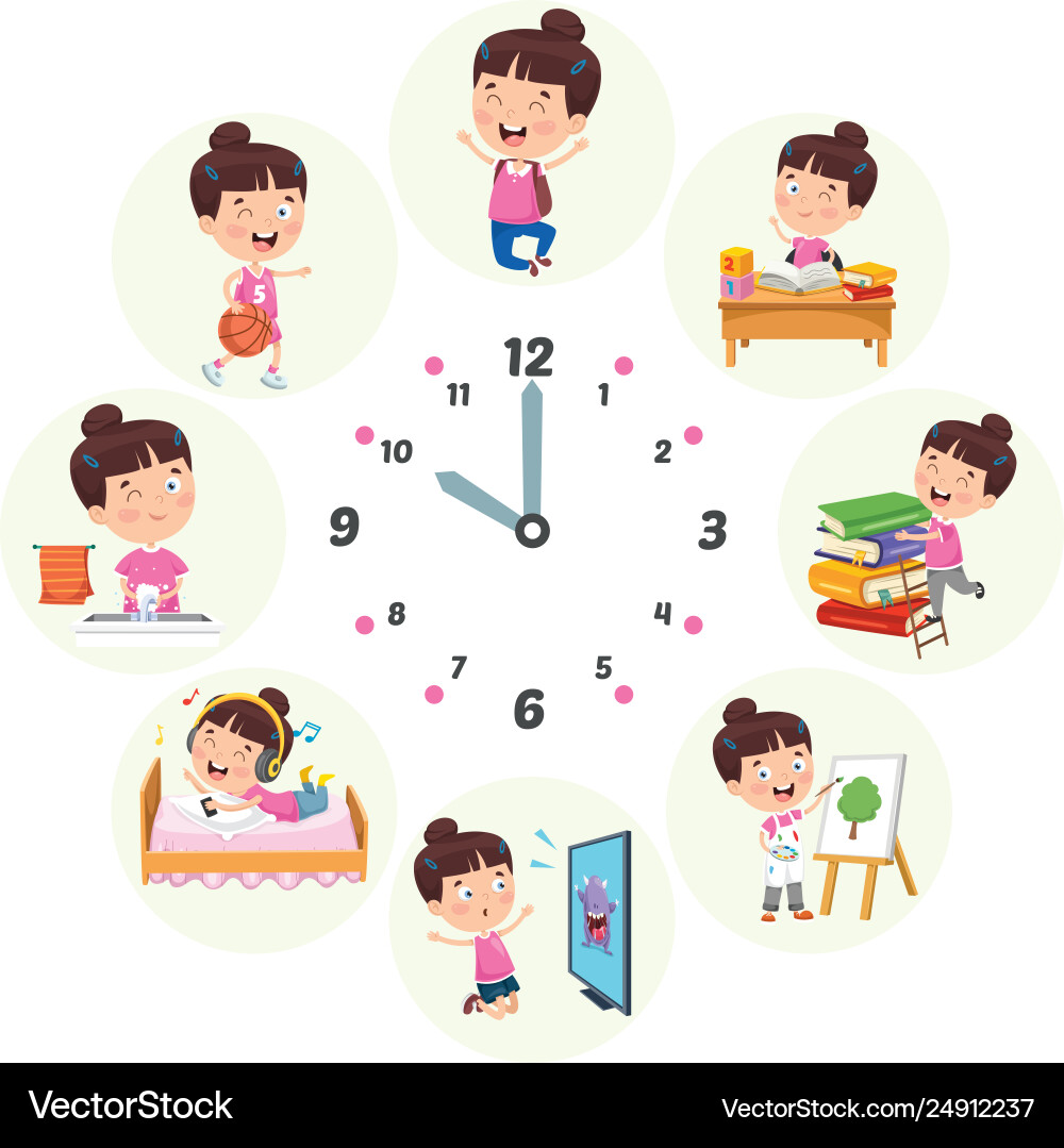 Kids daily routine activities Royalty Free Vector Image