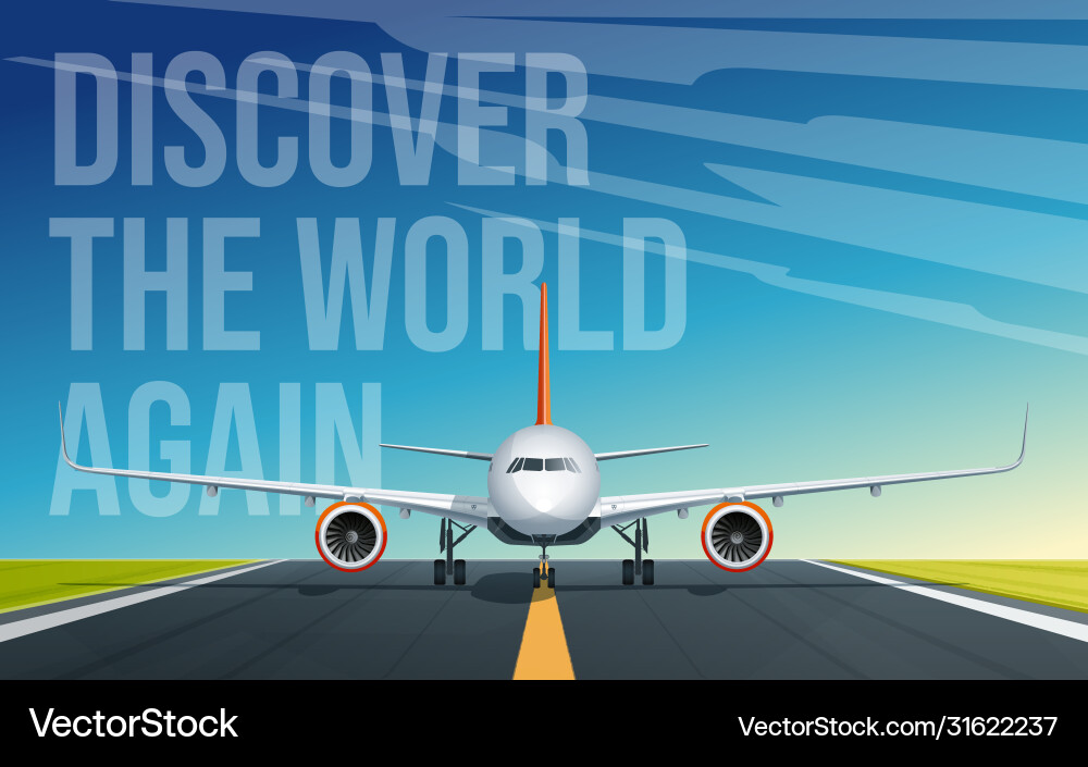 Passenger airplane ready to take off Royalty Free Vector