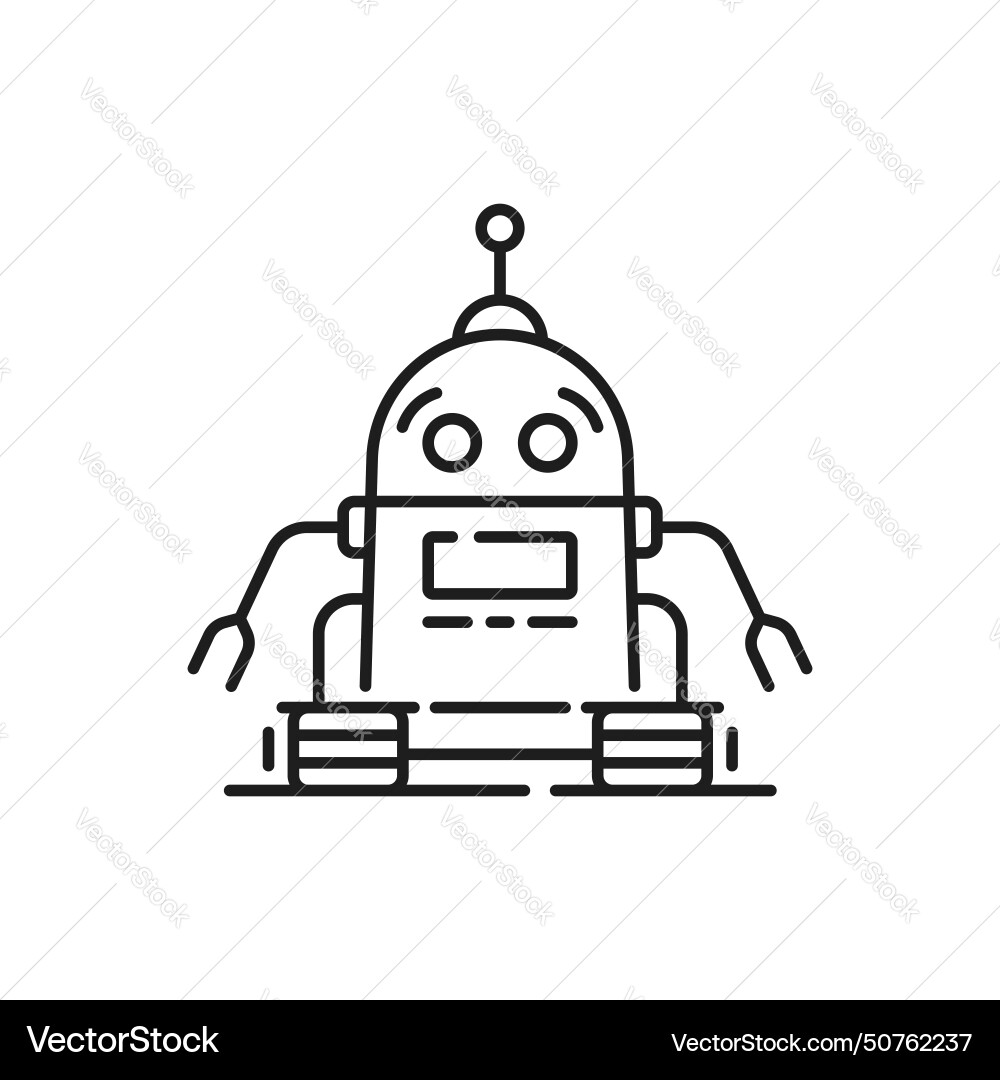Sci fi retro robot droid outline icon or symbol Vector Image