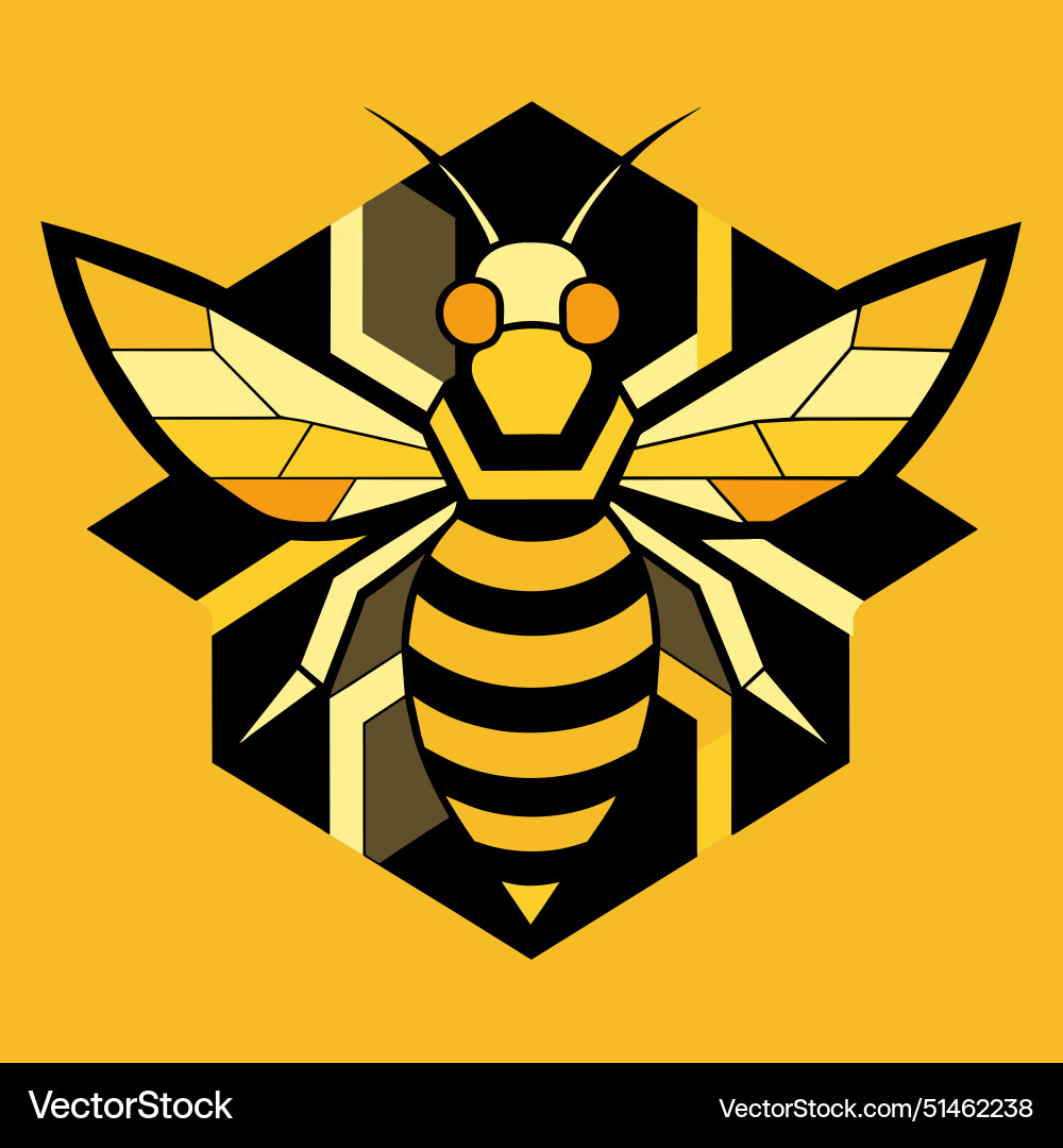 A bee made from overlapping triangles and hexagons