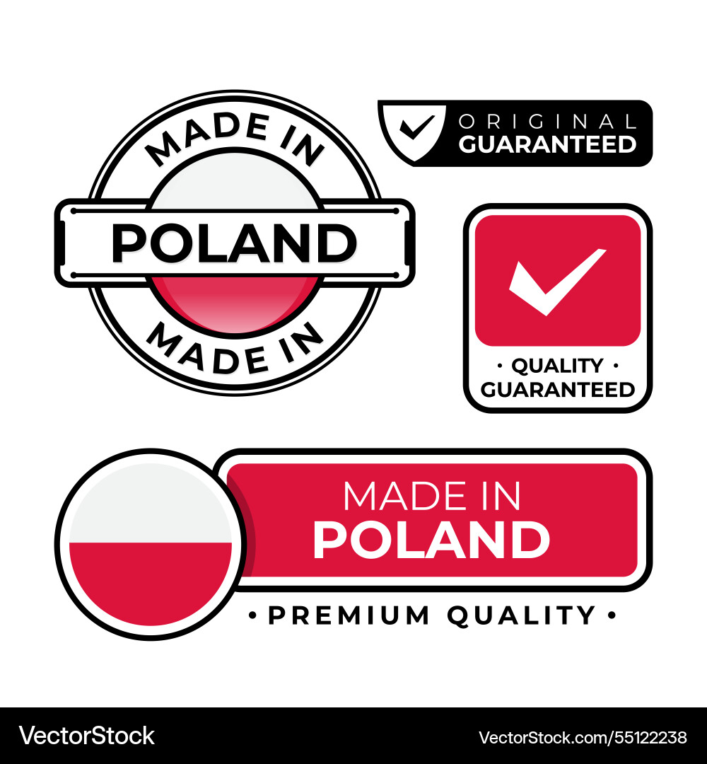 Badge bundle made in poland label icon emblem Vector Image
