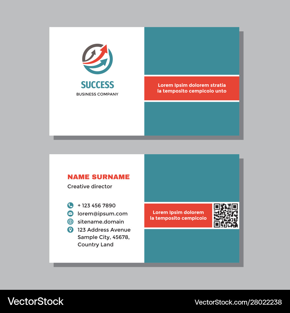Business card template with logo - concept design Vector Image