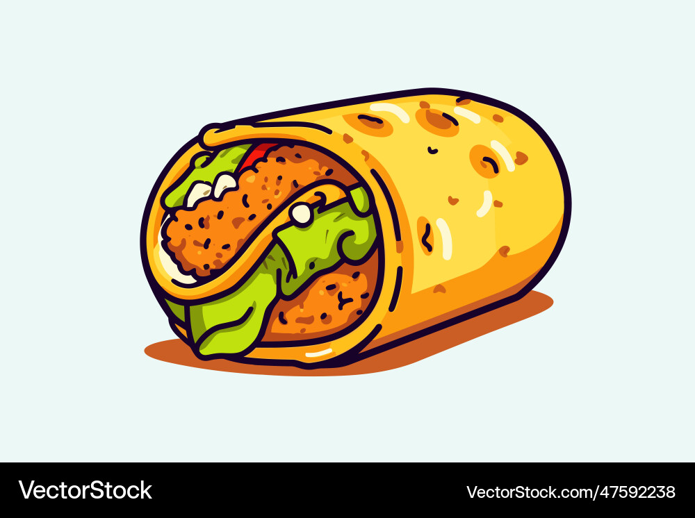 Chicken tortilla wrap hand-drawn Royalty Free Vector Image