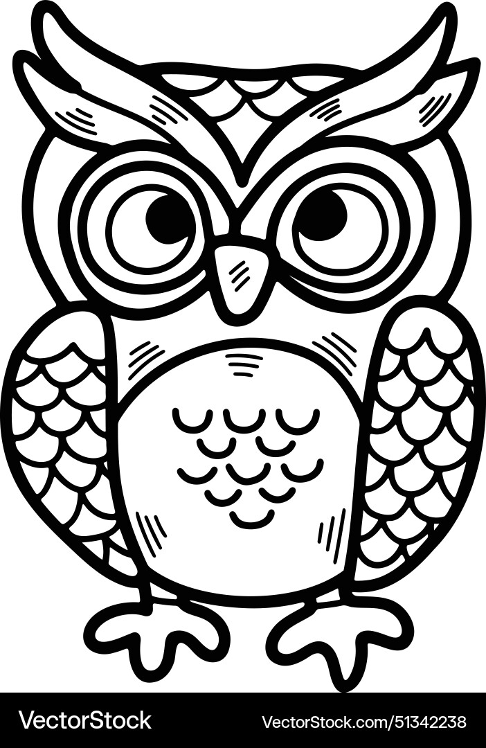 Hand drawn owl in line style Royalty Free Vector Image