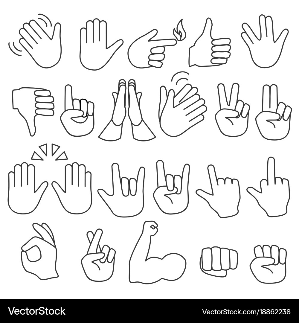 Hand Gestures Line Icons - Collection Royalty Free Vector