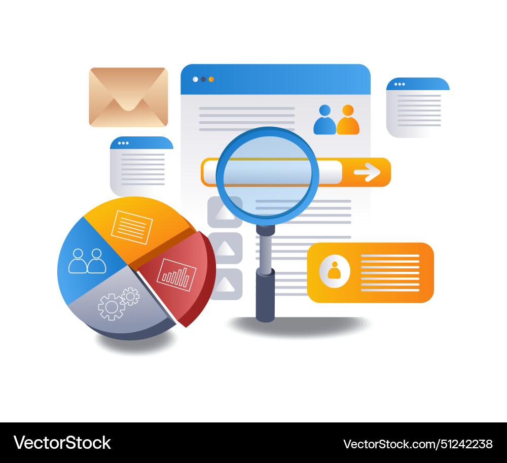 Internet business analyst infographic 3d flat Vector Image