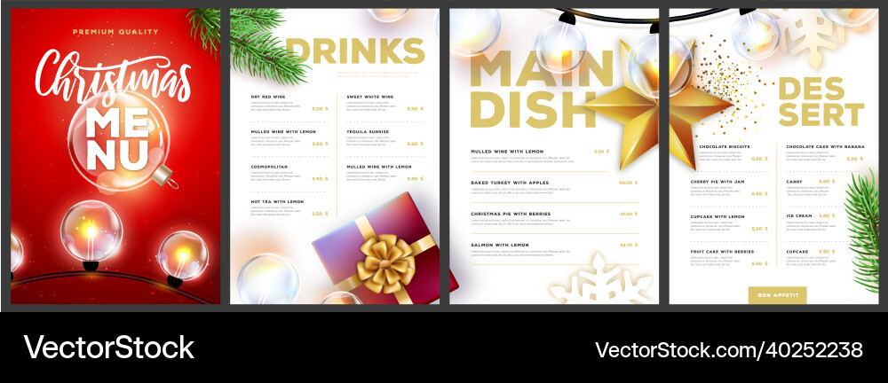 Restaurant christmas holiday menu design Vector Image