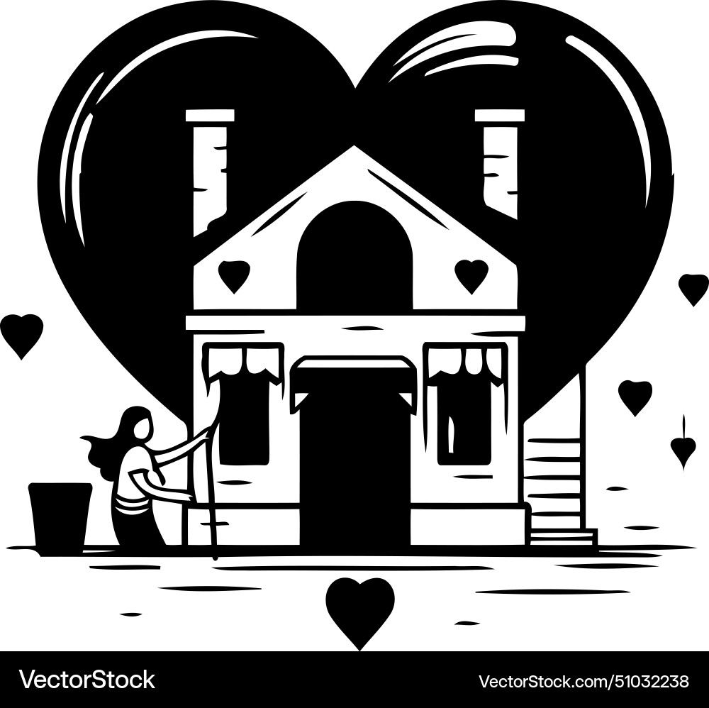 Valentines day card with love house Royalty Free Vector