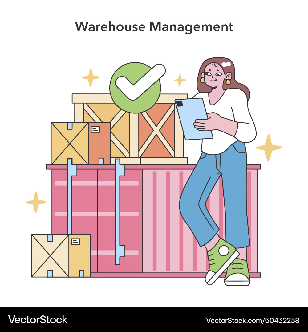 Warehouse management concept flat Royalty Free Vector Image Warehouse management concept flat Royalty Free Vector Image