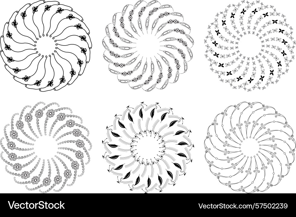 Abstract decorative black and white line art manda