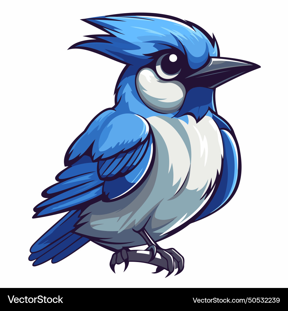 Blue bird isolated on white background in cartoon Vector Image