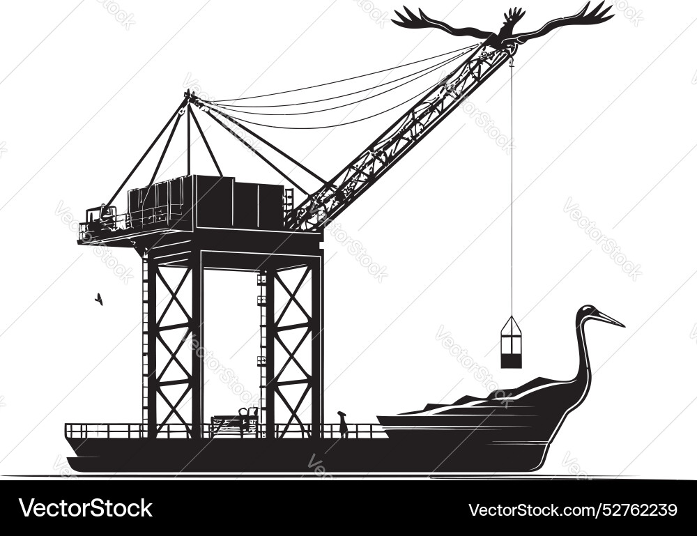 Cargo shipyard crane loading logo design Vector Image