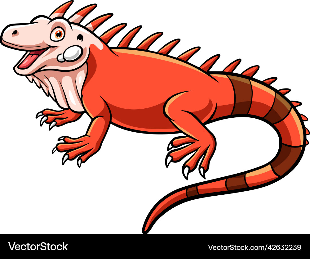 Cartoon cute iguana isolated on white background Vector Image