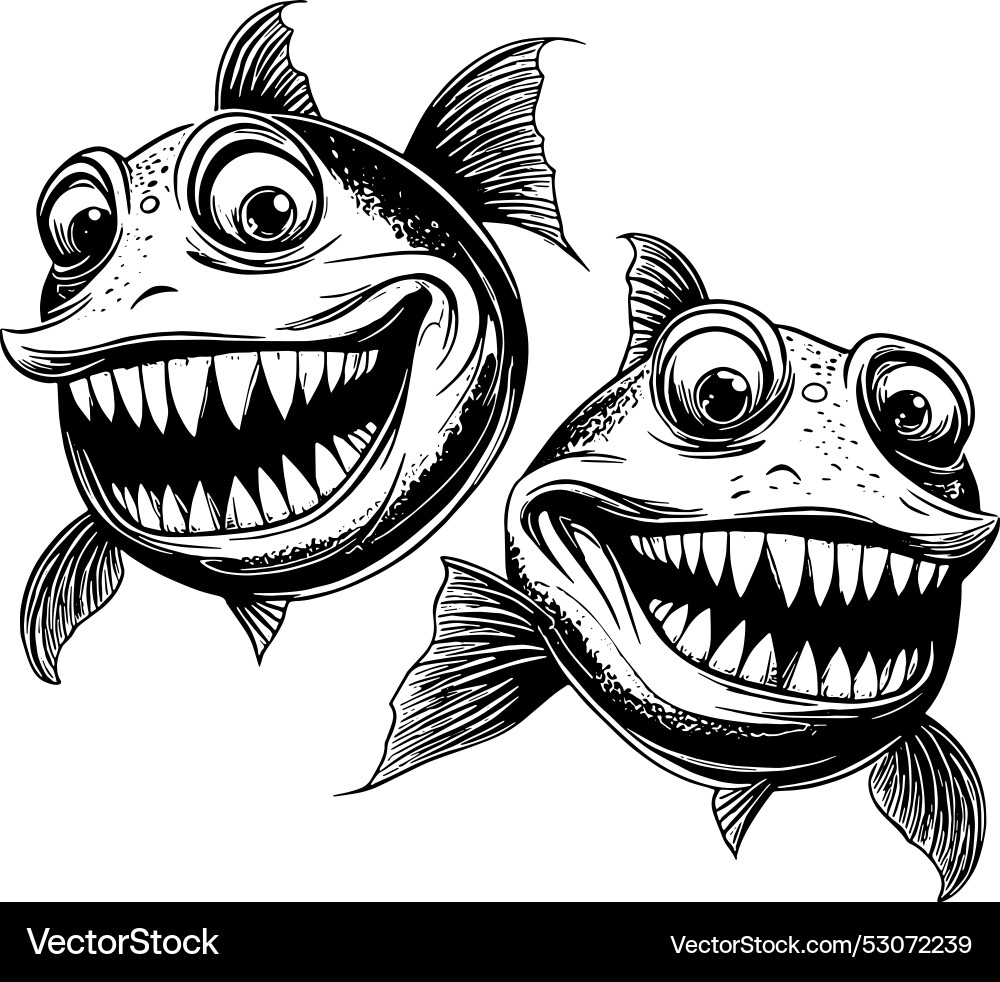 Cartoon piranha fish Royalty Free Vector Image