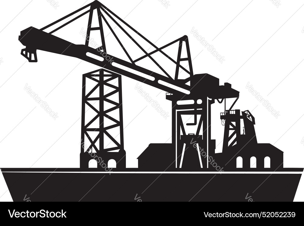 Maritime shipping hub emblem port crane logo Vector Image
